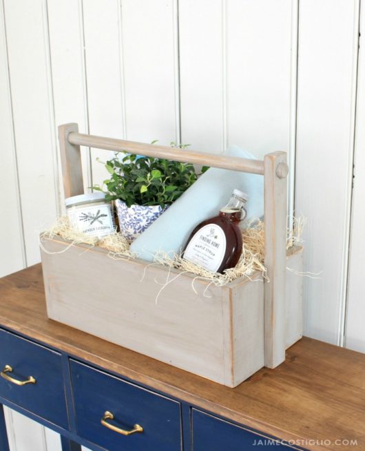 DIY Cozy Wood Gift Basket - Jaime Costiglio