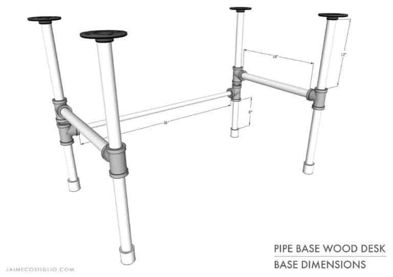 DIY Painted Pipe Base Wood Desk - Jaime Costiglio