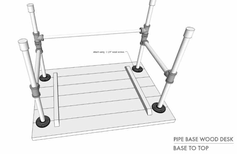 DIY Painted Pipe Base Wood Desk - Jaime Costiglio