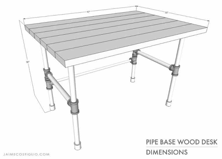 DIY Painted Pipe Base Wood Desk - Jaime Costiglio