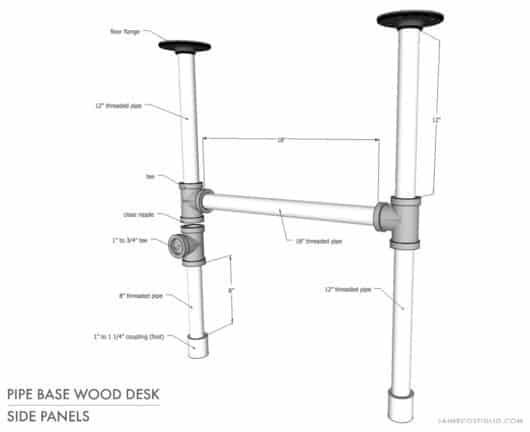 DIY Painted Pipe Base Wood Desk - Jaime Costiglio