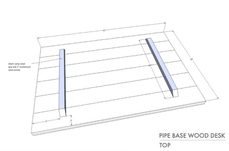 DIY Painted Pipe Base Wood Desk - Jaime Costiglio