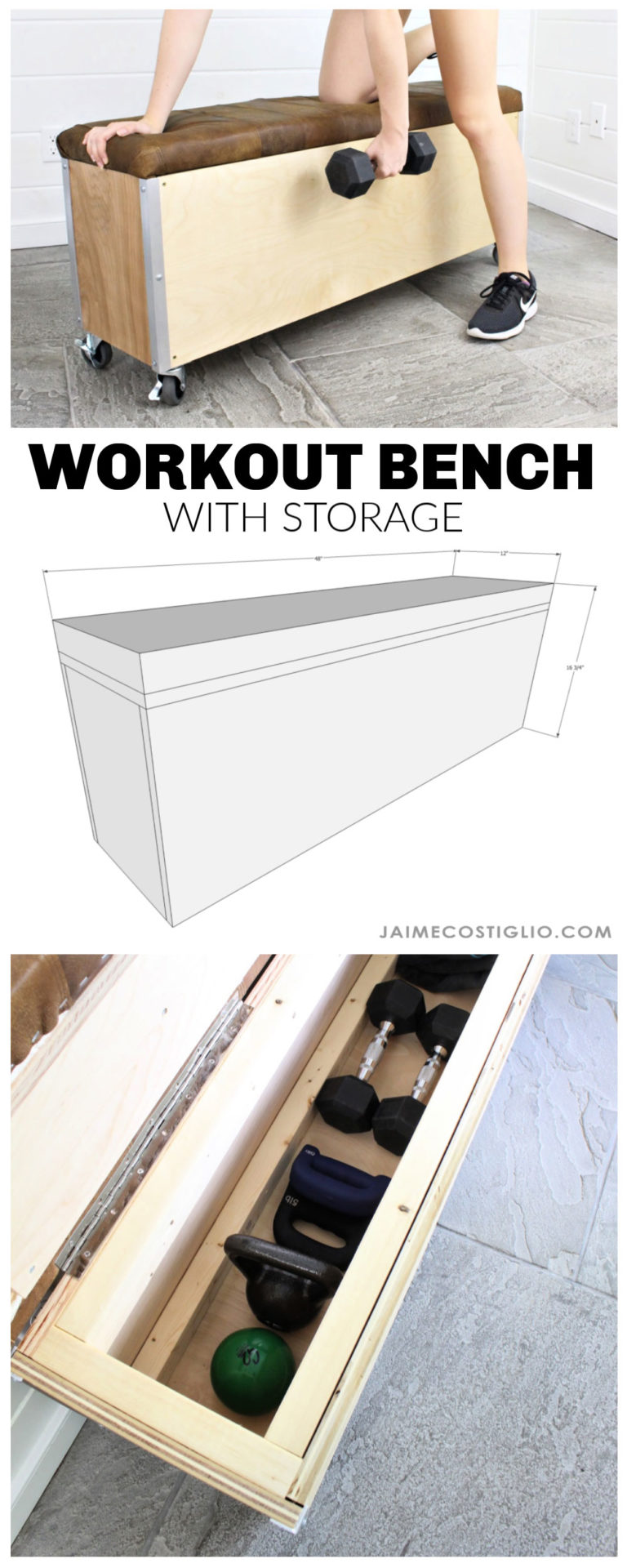 DIY Workout Bench with Storage - Jaime Costiglio