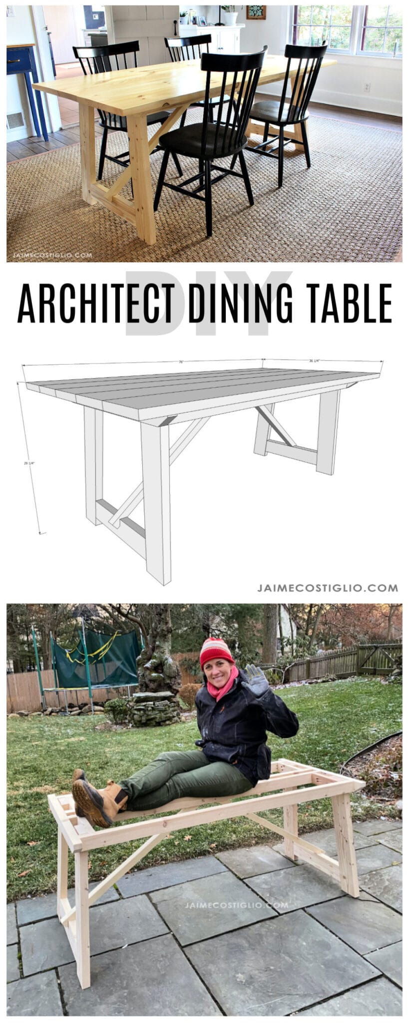 DIY Architect Dining Table Free Plans - Jaime Costiglio