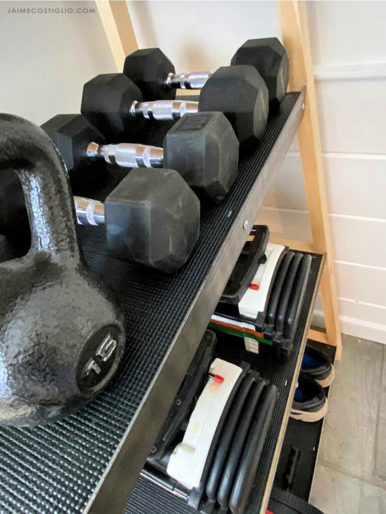 DIY Weight Storage Shelf with Plans - Jaime Costiglio