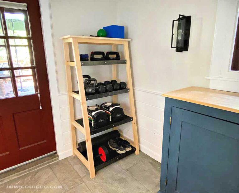 DIY Weight Storage Shelf with Plans - Jaime Costiglio