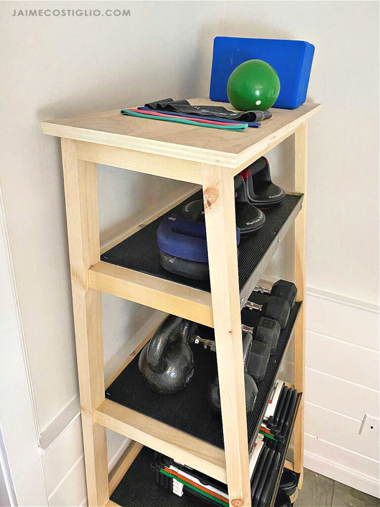 DIY Weight Storage Shelf with Plans - Jaime Costiglio