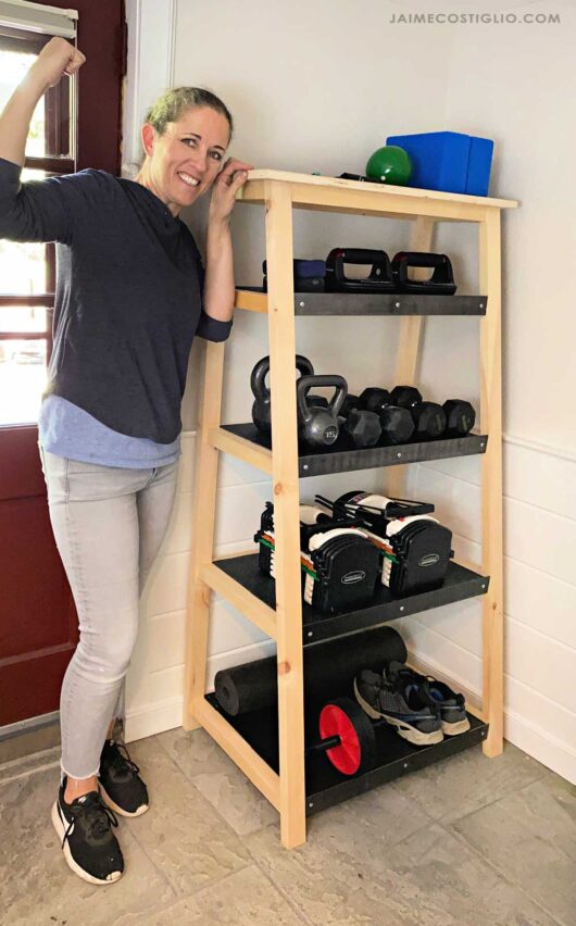 DIY Weight Storage Shelf with Plans - Jaime Costiglio