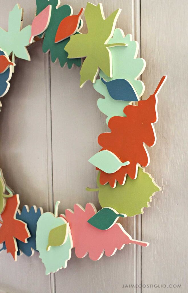 Painted Wood Leaves Fall Wreath - Jaime Costiglio