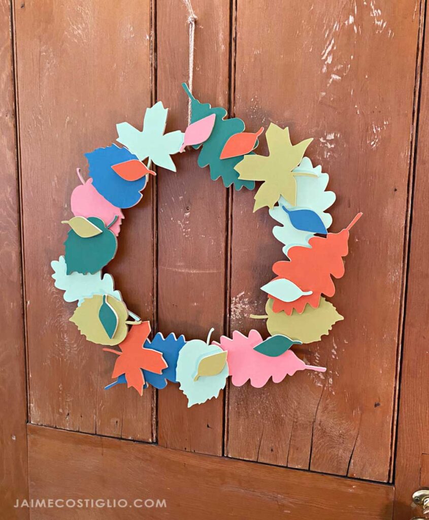 Painted Wood Leaves Fall Wreath - Jaime Costiglio
