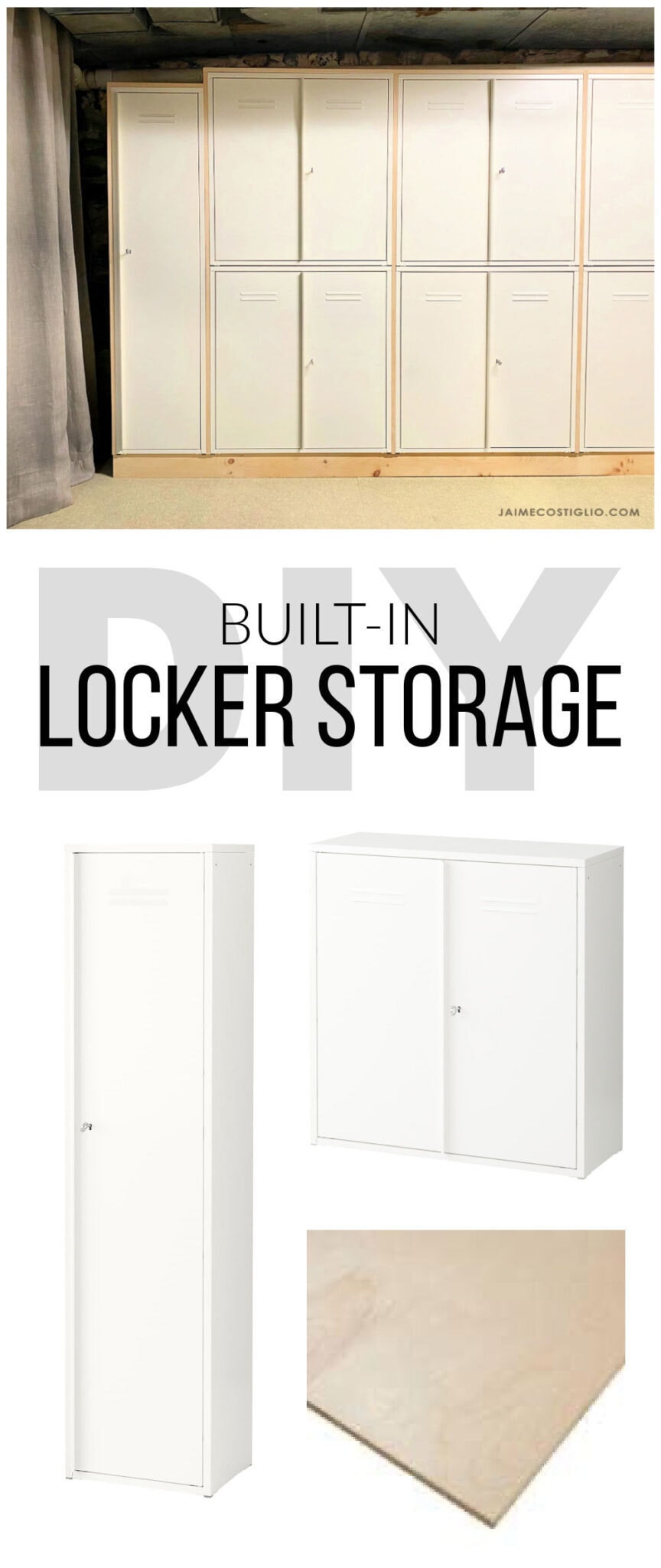 DIY Built In Locker Storage Wall - Jaime Costiglio