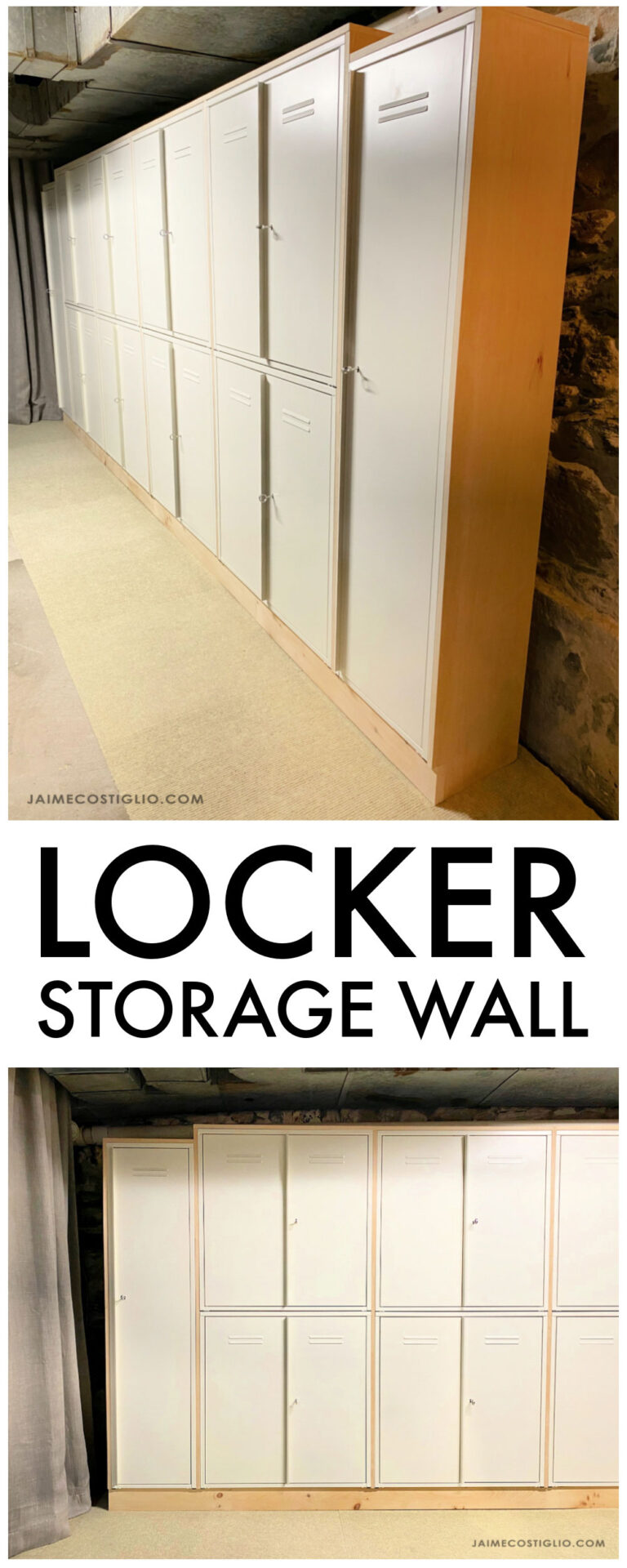 DIY Built In Locker Storage Wall - Jaime Costiglio
