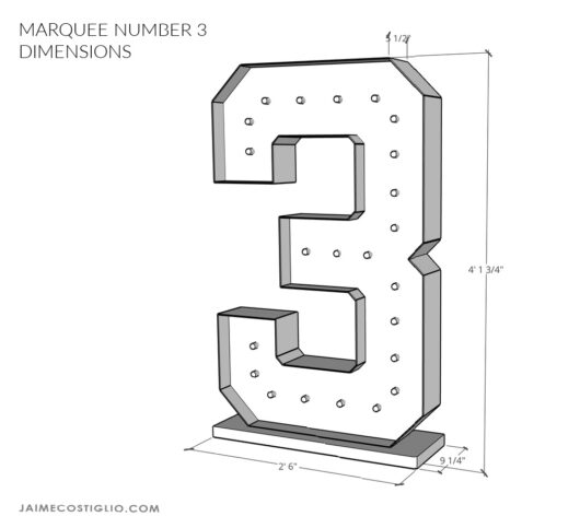 Self Standing Marquee Number 3 - Jaime Costiglio