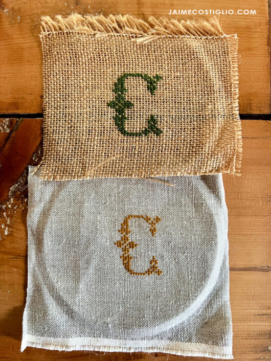 Cross Stitch Monogram Ornament Placecard - Jaime Costiglio